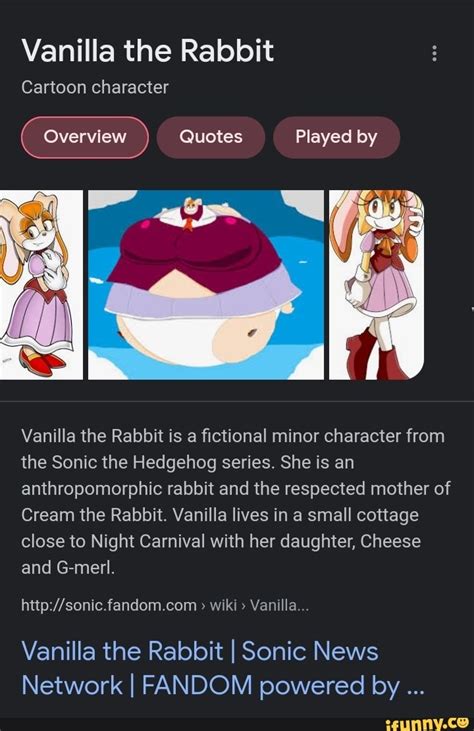 Vanilla The Rabbit Cartoon Character Quotes Played By Vanilla The Rabbit Is A Fictional Minor