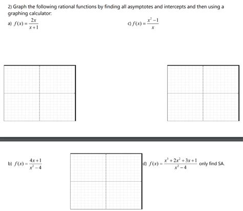 Solved 2 Graph The Following Rational Functions By Finding