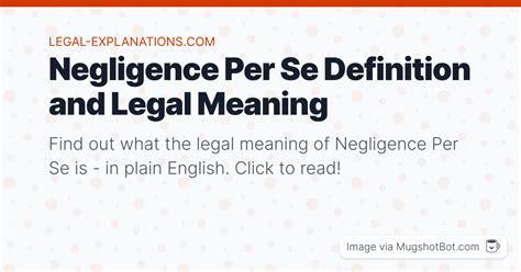 Negligence Per Se Definition What Does Negligence Per Se Mean