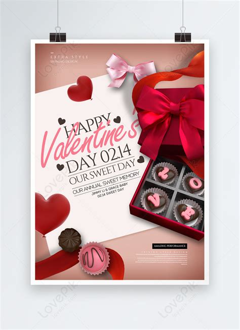 간단한 로맨틱 발렌타인 데이 초콜릿 포스터 이미지 사진 465789638 무료 다운로드