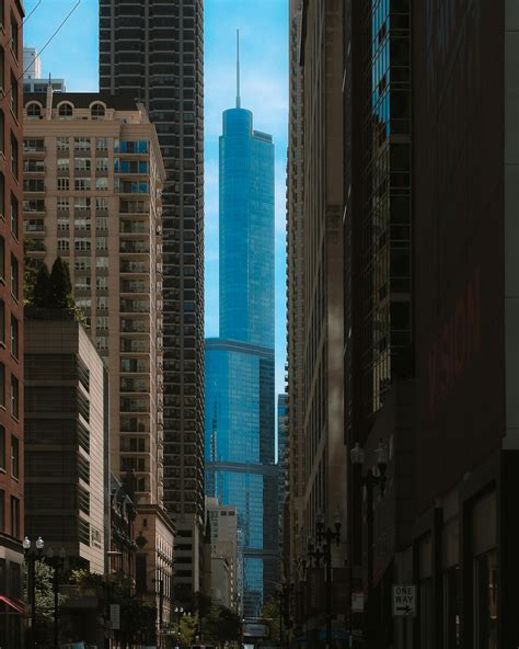 황혼 무렵의 상징적인 스카이라인이 있는 시카고 도시 풍경 · 무료 스톡 사진