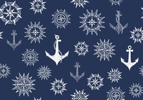 Compass Wind Rose Anchor Pattern Hand Drawn Illustration 20231236