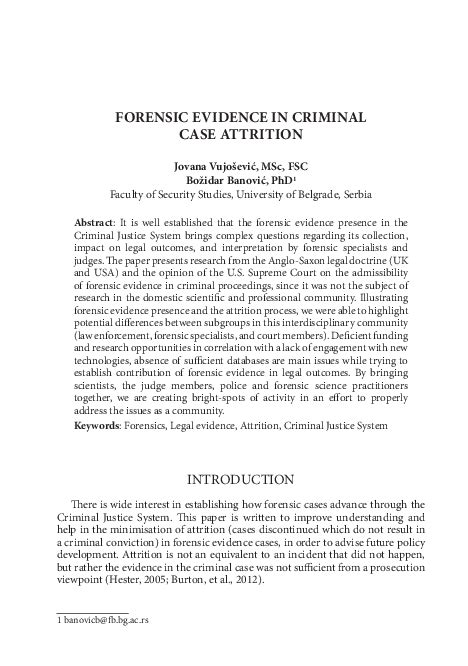 pdf forensic evidence and case attrition in criminal justice system