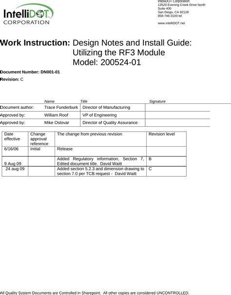 Intellidot Idot 002 200077 01 Rf3 Board User Manual