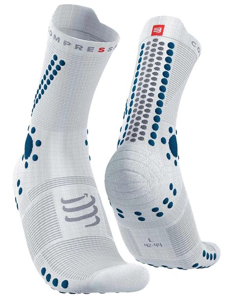 Compressport Pro Racing Socks V4 0 Trail White Fjord Blue Calze Trail