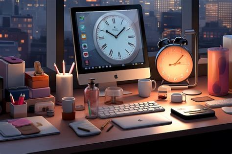 Premium Ai Image Perfect Desk Setup With Various Productivity Elements