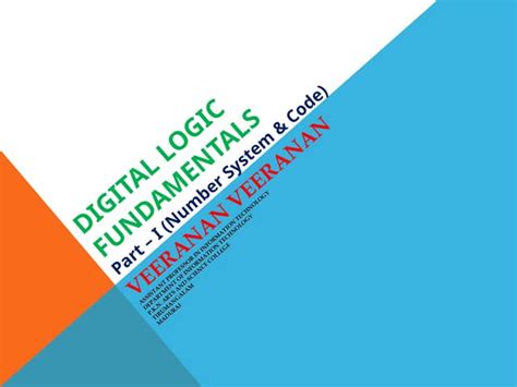 Digital Logic Fundamentals Number Systems And Codes Ppt