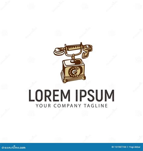 Classic Phone Retro Hand Drawn Logo Design Concept Template Stock