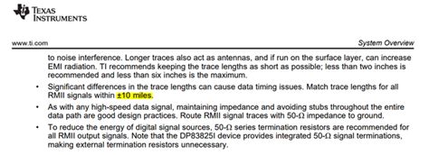 Amusing Typo In A Ti Ethernet Phy Routing Appnote Doubt It Will Be An Issue To Meet This