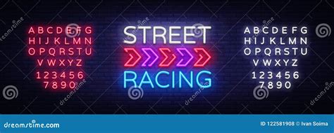 Street Racing Night Neon Logo Vector Racing Neon Sign Design Template