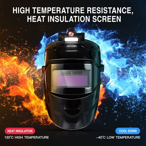 Large Viewing True Color Solar Powered Auto Darkening Welding Helmet 4