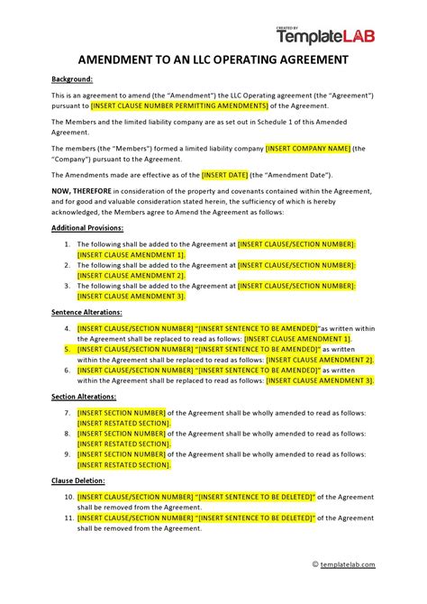 Operation Agreement Llc Template