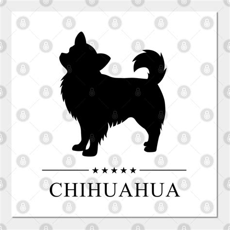 Long Haired Chihuahua Black Silhouette Wall And Art Print Longhaired