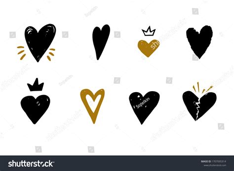 Hand Drawn Heart Logo Golden Crown Stock Vector Royalty Free