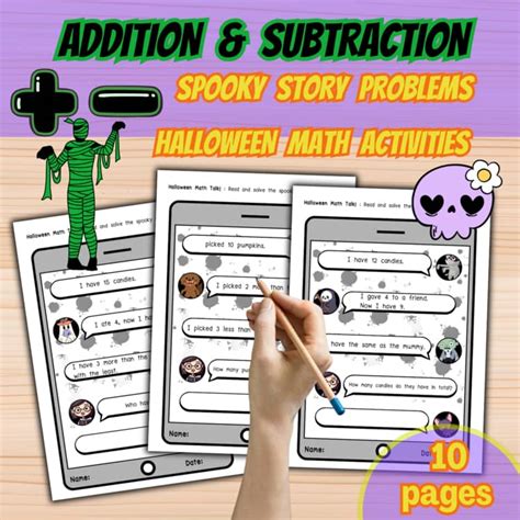 Halloween Chat Math Addition And Subtraction Word Problems Grades 1 3