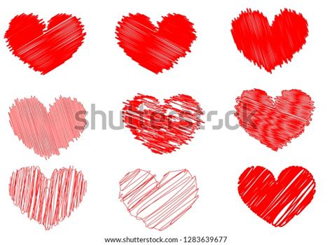 Vecter Red Heart Icon Set Stock Vector Royalty Free 1283639677