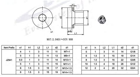 水路堵头 JZ941 带垫圈 亚标 DME模具中国
