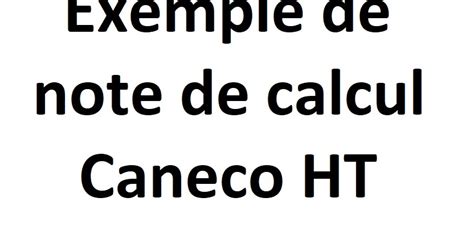 Exemple Synoptique Note De Calcul Caneco