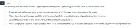 solved 1 point what effect does a rigidbody 2d component