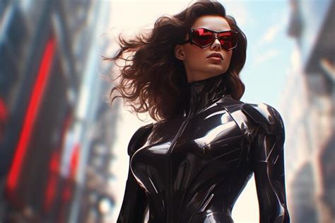 Premium Ai Image A Woman With A Black Dress And Sunglasses Is Wearing