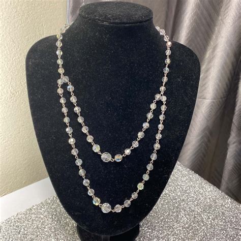 Vintage Faceted Aurora Borealis Crystal Bead Necklaces