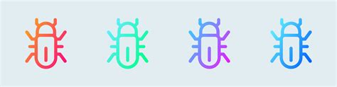 Bug Line Icon In Gradient Colors Virus Signs Vector Illustration