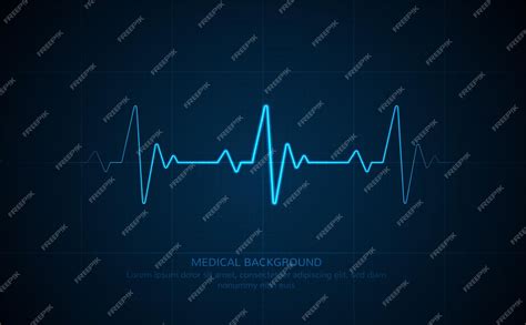 Premium Vector Emergency Ekg Monitoring Blue Glowing Neon Heart Pulse