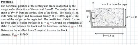 Solved Problem The Horizontal Position Of The Rectangular Chegg