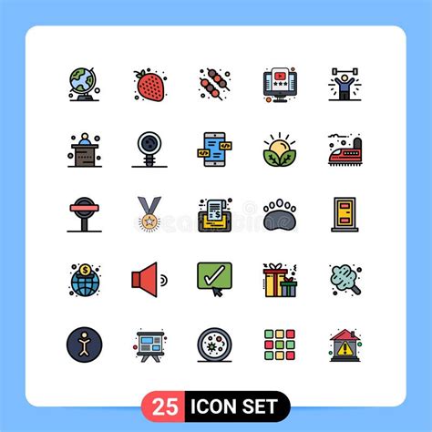 Mobile Interface Filled Line Flat Color Set Of 25 Pictograms Of Exercise Tutorial Night