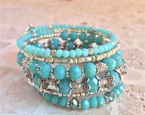 Bracelet Memory Wire Pewter Seed Beads Boho Style Etsy In 2024