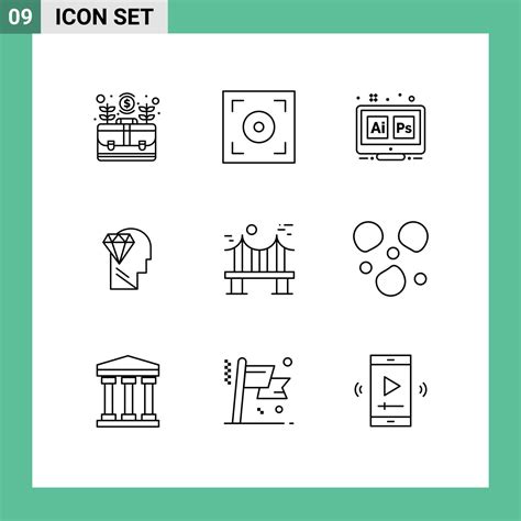 9 universal outline signs symbols of across diamond adobe perfection ai