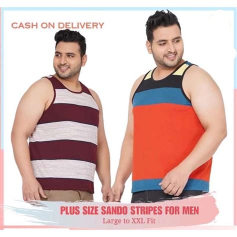 Plus Size Up To Xxl Sando For Men Stripes Assorted Printsfor Gympang