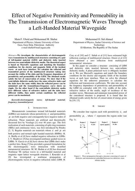 Pdf Effect Of Negative Permittivity And Permeability In The Transmission Of Electromagnetic