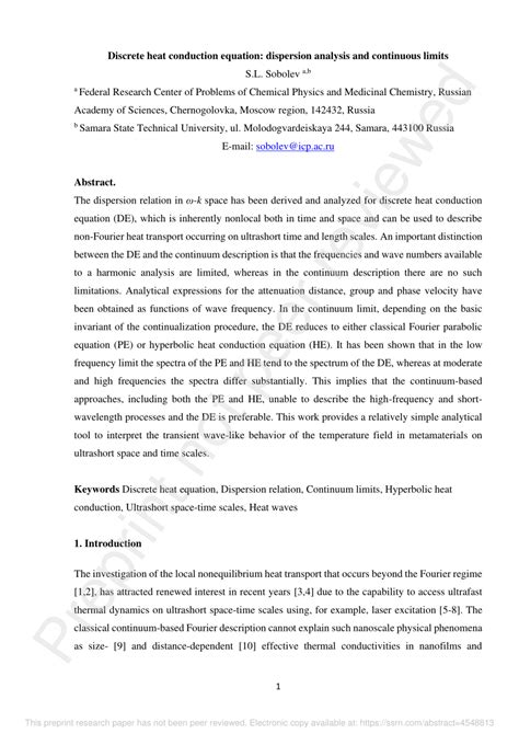 Pdf Discrete Heat Conduction Equation Dispersion Analysis And Continuous Limits