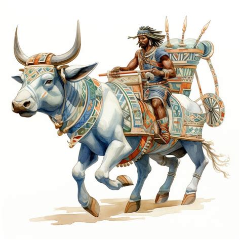 Ancient Egypt Oxen Pulling Wagon Stock Illustration Illustration Of