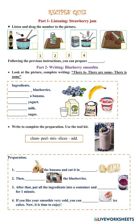 Recipes Quiz Ximena Moreno Live Worksheets Worksheets Library
