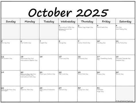 National Day In October 2025 Calendar Printable