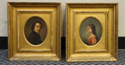 Lot Edwin White American 1817 1877 Portrait Of A Man And A Woman Two Oils On Panel Framed