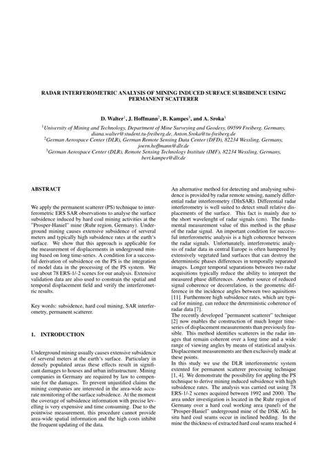 pdf radar interferometric analysis of mining induced surface