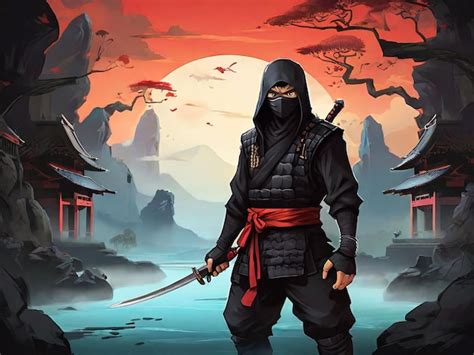 Premium Photo Japanese Samurai Warrior Mighty Ninja With Swords Cool