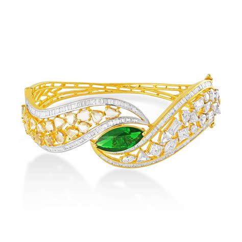 Evergreen Emerald Polki Bracelet Shankaram Jewellers