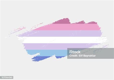 바이젠더 깃발은 흰색 바탕에 붓으로 그렸다 Lgbt 권리 개념입니다 현대 자부심 퍼레이드 포스터 벡터 그림 0명에 대한 스톡