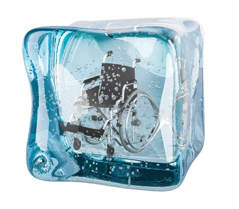 Manual Wheelchair Frozen In Ice Cube 3d Rendering Stock Illustration