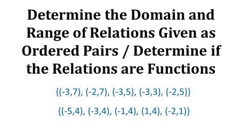 Determine The Domain And Range Of A Relation Given As Ordered Pairs