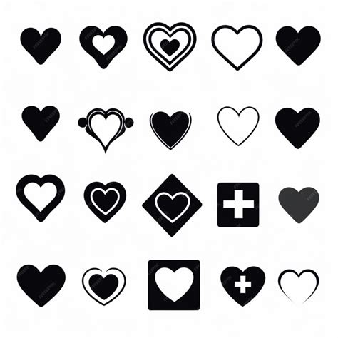 Collection Of Black And White Heart Icons And Logos Premium Ai