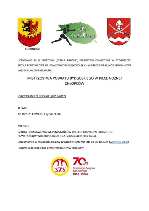 Mistrzostwa Powiatu Bydgoskiego w piłce nożnej chłopców Igrzyska Dzieci Powiat Bydgoski