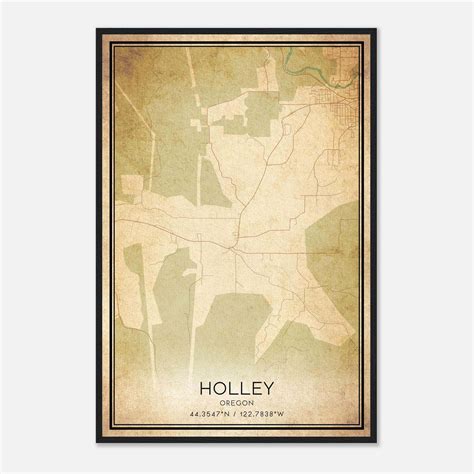 Vintage Holley Oregon Map Poster Holley Or City Road Wall Art Print Custom Maps And Posters