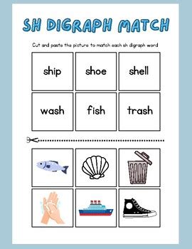 Sh Digraph Matching Cut And Glue Worksheet By TeachWithMrB TPT
