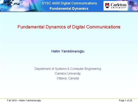 SYSC Digital Communications Fundamental Dynamics Of Digital