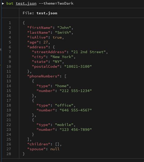 Syntax Highlighting For Json · Issue 48 · Sharkdpbat · Github